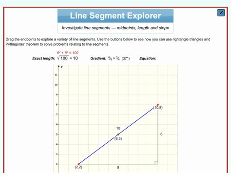 Line Segment Explorer Investigate Line Segments â Midpoints Length And Slope
