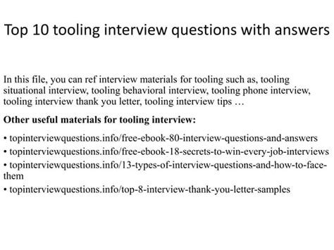 Top 10 Tooling Interview Questions With Answers Ppt