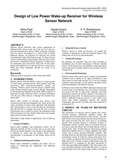 Pdf Design Of Low Power Wake Up Receiver For Wireless Sensor Network