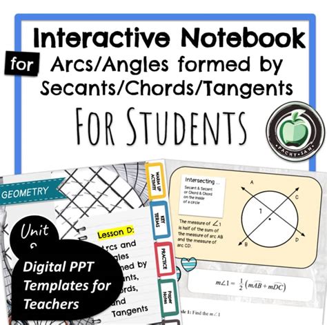 8d Arcs And Angles Formed By Secants Chords And Tangents Interactive Notebooks