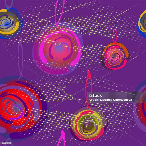 스파클링 하프톤 보라색 배경에 밝은 크리스마스 공입니다 원활한 축제 패턴 포스터 디자인 포스터 광고 섬유 시장 인사말 카드