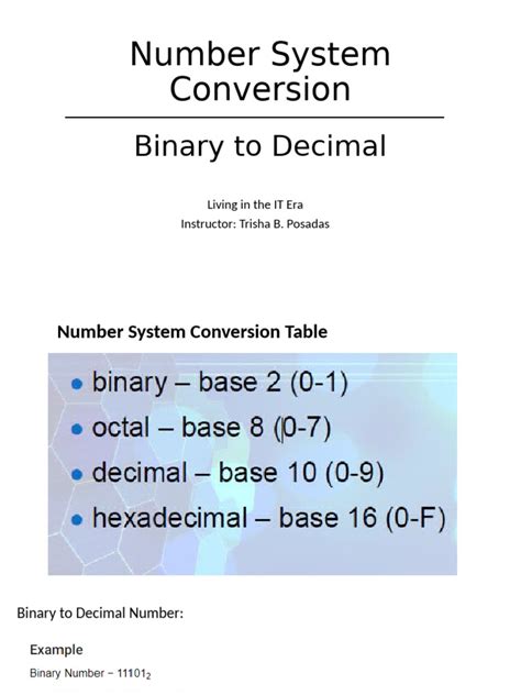 Number System Conversion Ppt Binary To Decimal Pdf