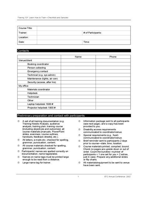 Training Checklist Template Free Templates In PDF Word Excel Download