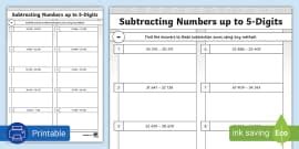 Subtracting Numbers With Digits Activity Sheet Twinkl