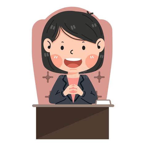 Cute Female Entrepreneur Boss Sitting In Office Stock Vector