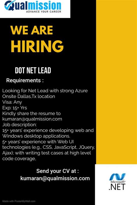 Qualmission Llc On Linkedin Dotnet Azure Aws Onsite Dallas Texas