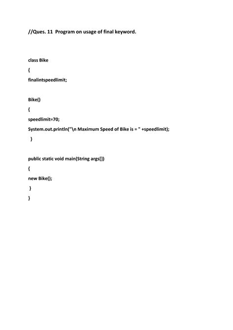 Program On Usage Of Final Keyword In Java Pdf