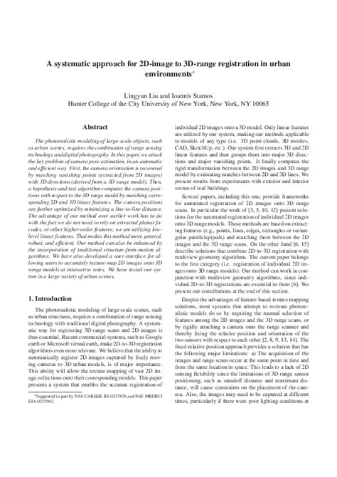 Pdf A Systematic Approach For 2d Image To 3d Range Registration In