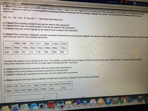 The Basic Single Cycle MIPS Implementation In Figure Chegg