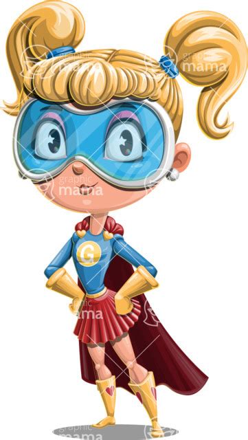 Cute Cartoon Girl Superhero Character Set Normal Graphicmama