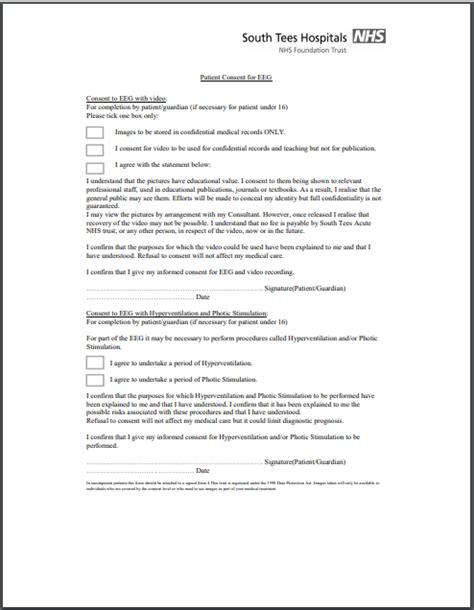 Eeg Consent Forms And Samples Printable Medical Forms Letters And Sheets