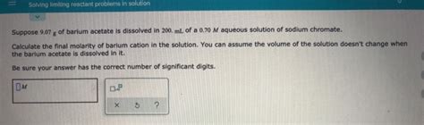 Solved Solving Limiting Reactant Problems In Solution