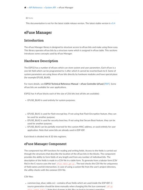 Efuse Manager Esp32 Esp Idf Programming Guide V5 2 5 Docum Pdf
