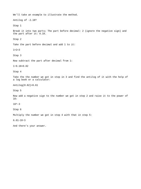 Antilog Of A Negative Number Pdf