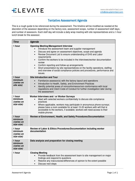 Evt Lrqa Asmt Tentative Assessment Agenda Pdf Regulatory Compliance