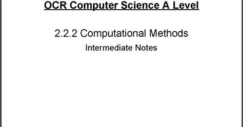 Ocr A Level Intermediate Notes Algorithms Pmt Education