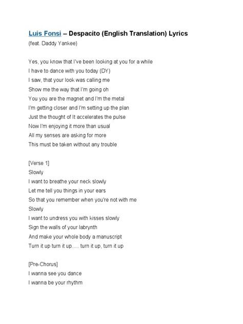 Phonetic Lyrics To Despacito Rocket In My Pocket Worksheets Library