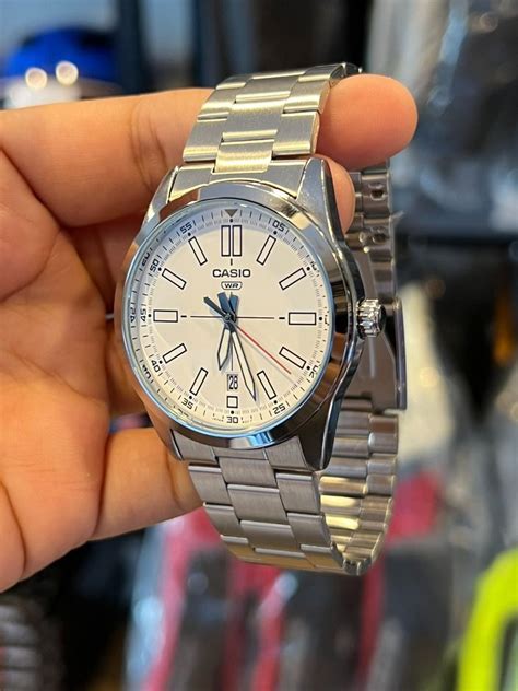 Original Casio Analog White Dial Stainless Steel Mens Watch Mtp Vd02d 7e Mens Fashion