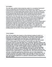 OSI MODEL Docx OSI MODEL The OSI Open Systems Interconnection Model Is A Conceptual