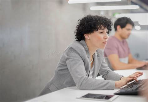 Female Software Developer Using Desktop Computer Stock Image Image Of Monitor Concept 142179477