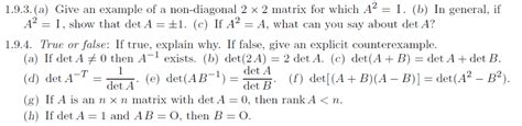 Solved 1 9 3 A Give An Example Of A Non Diagonal 2 X 2