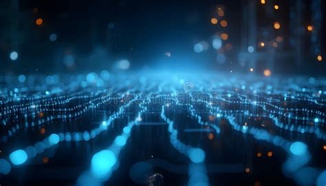 3d Rendering Of Abstract Technology Digital Background With Glowing Particles Stock Illustration