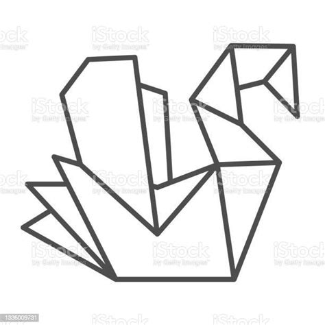 종이 백조 종이 접기 얇은 라인 아이콘 아시아 문화 개념 흰색 배경에 접힌 종이 접기 새 벡터 기호 모바일 개념 및 웹 디자인을위한 윤곽 스타일 아이콘 벡터 그래픽 10에