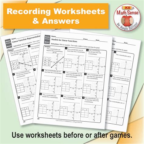 Algebra Games Matching Linear Functions Or Equations Graphs And Tables Sets Of Cards