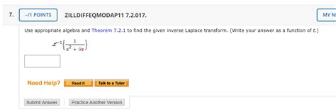 Solved Use Appropriate Algebra And Theorem 7 2 1 To Find