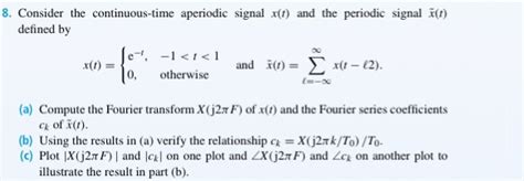 Solved Consider The Continuous Time Aperiodic Signal X T