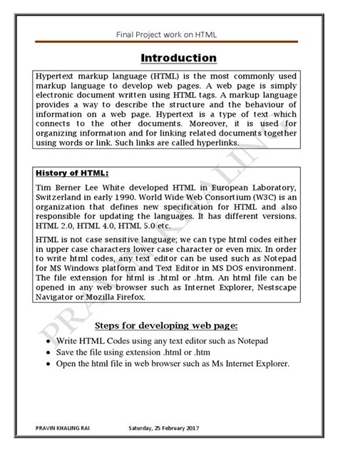 Class 11 Hseb Project Sample Pdf Html Hyperlink