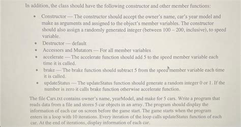Solved Write A Class Named Car That Has The Following Member