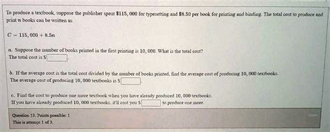 To Produce A Textbook Suppose The Publisher Spent 115 000 For