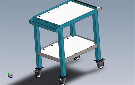 带轮子的桌子 Solidworks 2016 模型图纸免费下载 懒石网