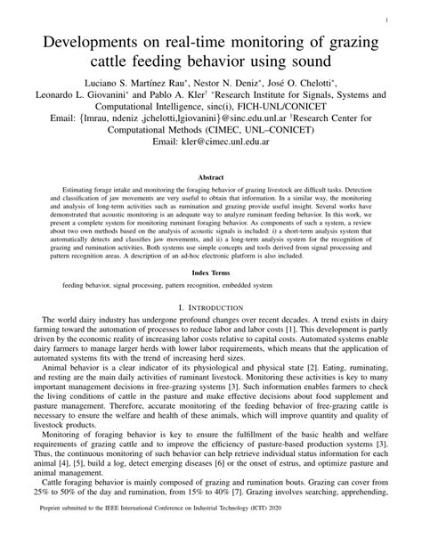 Pdf Developments On Real Time Monitoring Of Grazing Cattle Feeding Behavior Using Sound