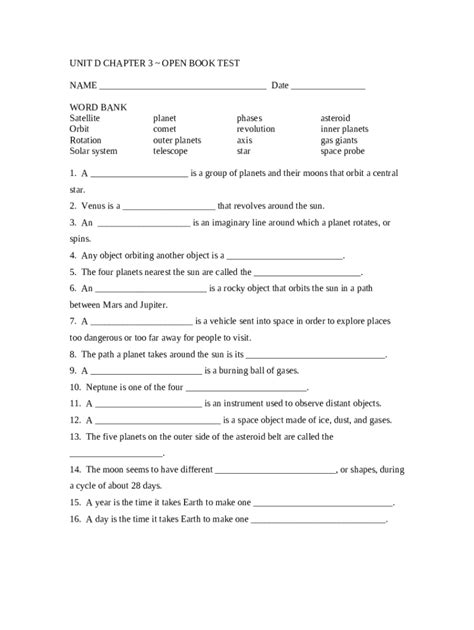 Unit D Chapter 3open Book Test Doc Template Pdffiller