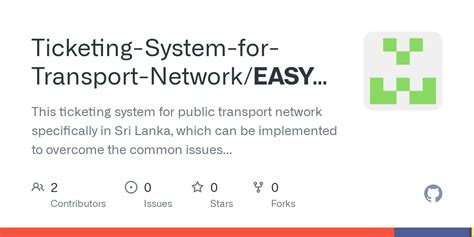 GitHub Ticketing System For Transport Network EASY Sri This