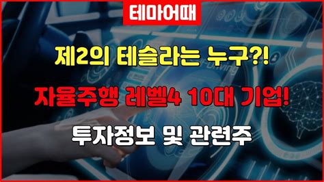 자율주행 제2의 테슬라는 누구 자율주행 레벨4 10대 기업 투자정보 및 관련주 칩스앤미디어 모트렉스 현대오토에버
