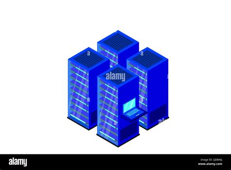 Mainframe Powered Server High Technology Concept Data Center Cloud Data Storage Isometric