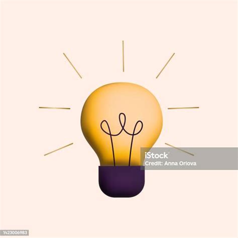 광선을 가진 3d 전구는 빛납니다 에너지 창조적 사고 및 아이디어 상징 벡터 렌더링 일러스트 레이 션 0명에 대한 스톡 벡터 아트 및 기타 이미지 Istock