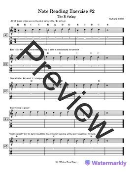 Note Learning Exercise For Guitar 1st Position B String TPT