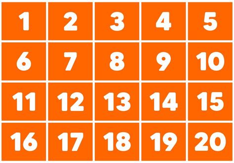 Orange 1 10 Numbers
