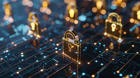 Cybersecurity Concept With Digital Locks Representing Mitigating Risks In A Hightech Environment