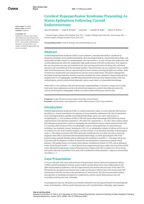 Pdf Cerebral Hyperperfusion Syndrome Presenting As Status Epilepticus Pdf Cerebral Hyperperfusion Syndrome Presenting As Status Epilepticus