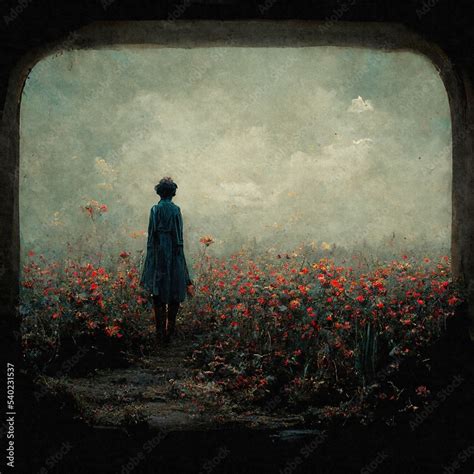 A Silhouette Of A Mysterious Woman Gazing At An Empty Landscape