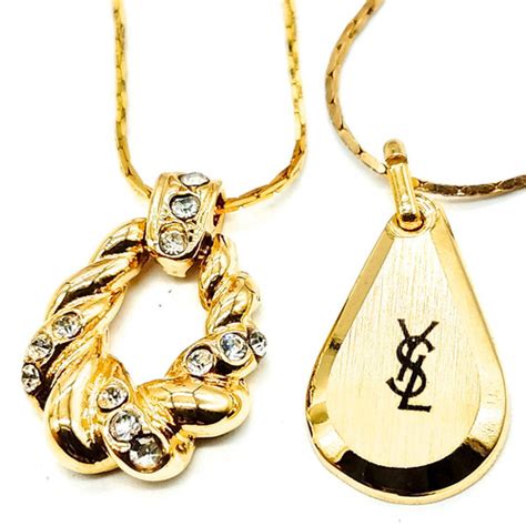 Celine Yves Saint Laurent Necklace Stuffed Toy Set Pink Metal