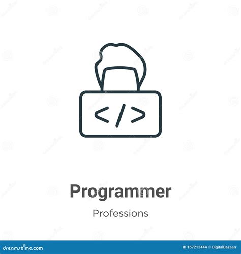 Programmer Outline Vector Icon Thin Line Black Programmer Icon Flat
