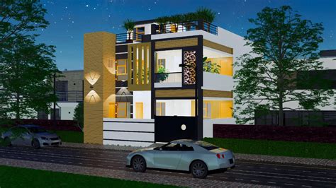 G 1 House Elevation Design With Penthouse Revit Drawing File Is Given Here Download This