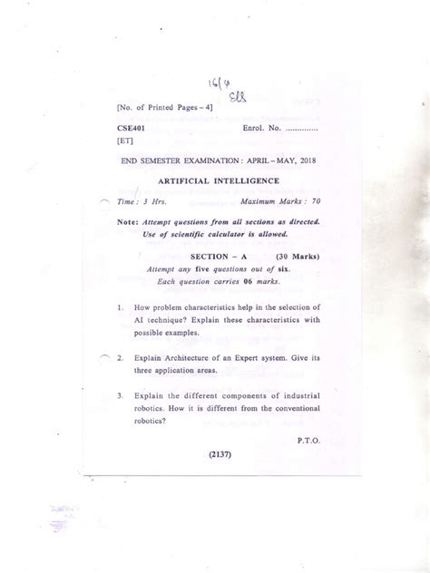 Artificial Intelligence Cse401 April May 2018 Pdf