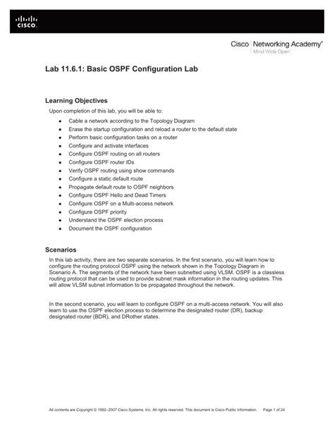 OSPF Configuration Lab Cisco Networking